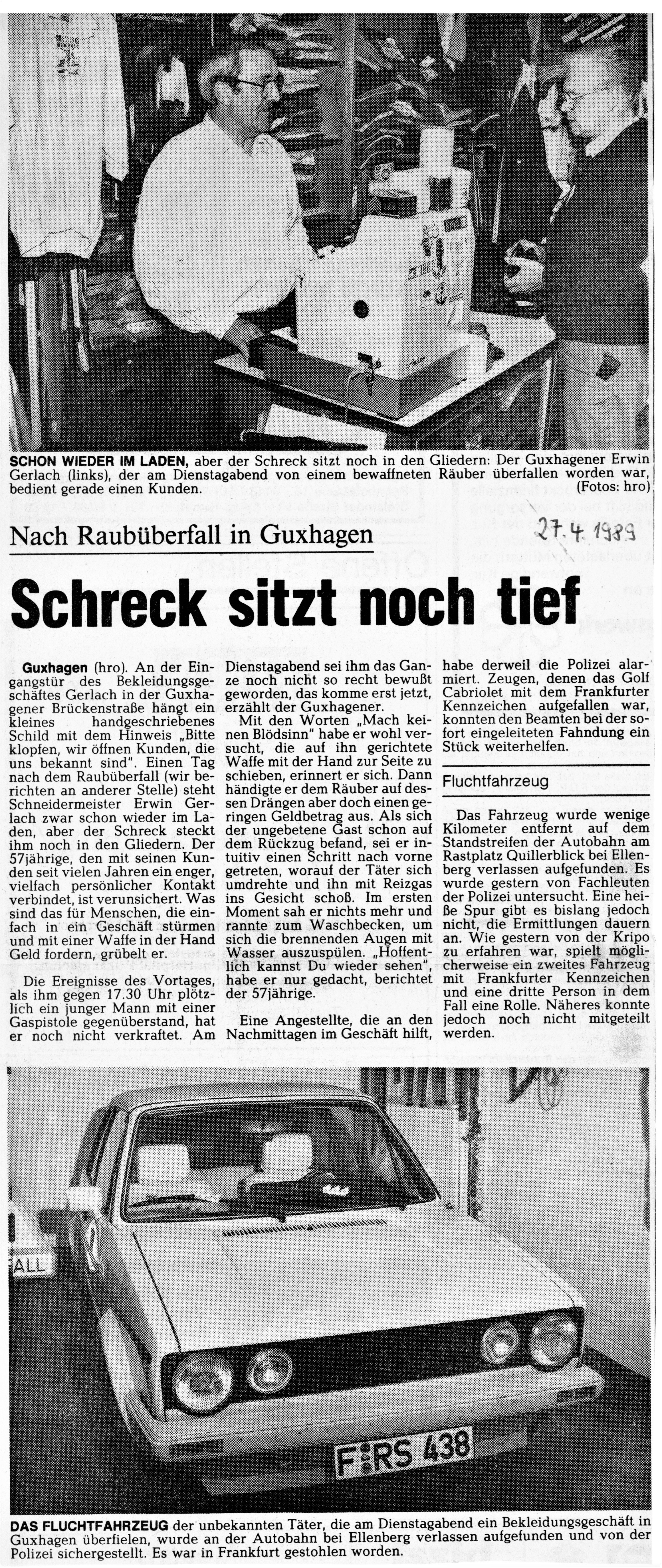 Raubüberfall 1989 in Guxhagen